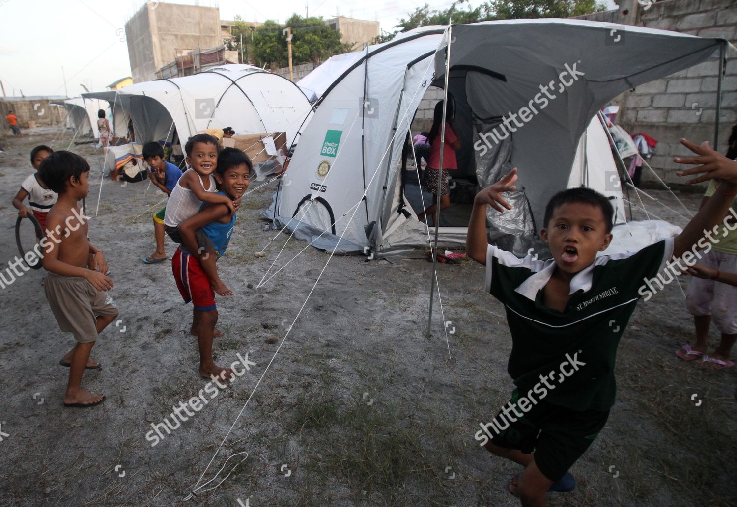 Filipino Children Seen Tent City Flood Editorial Stock Photo - Stock ...