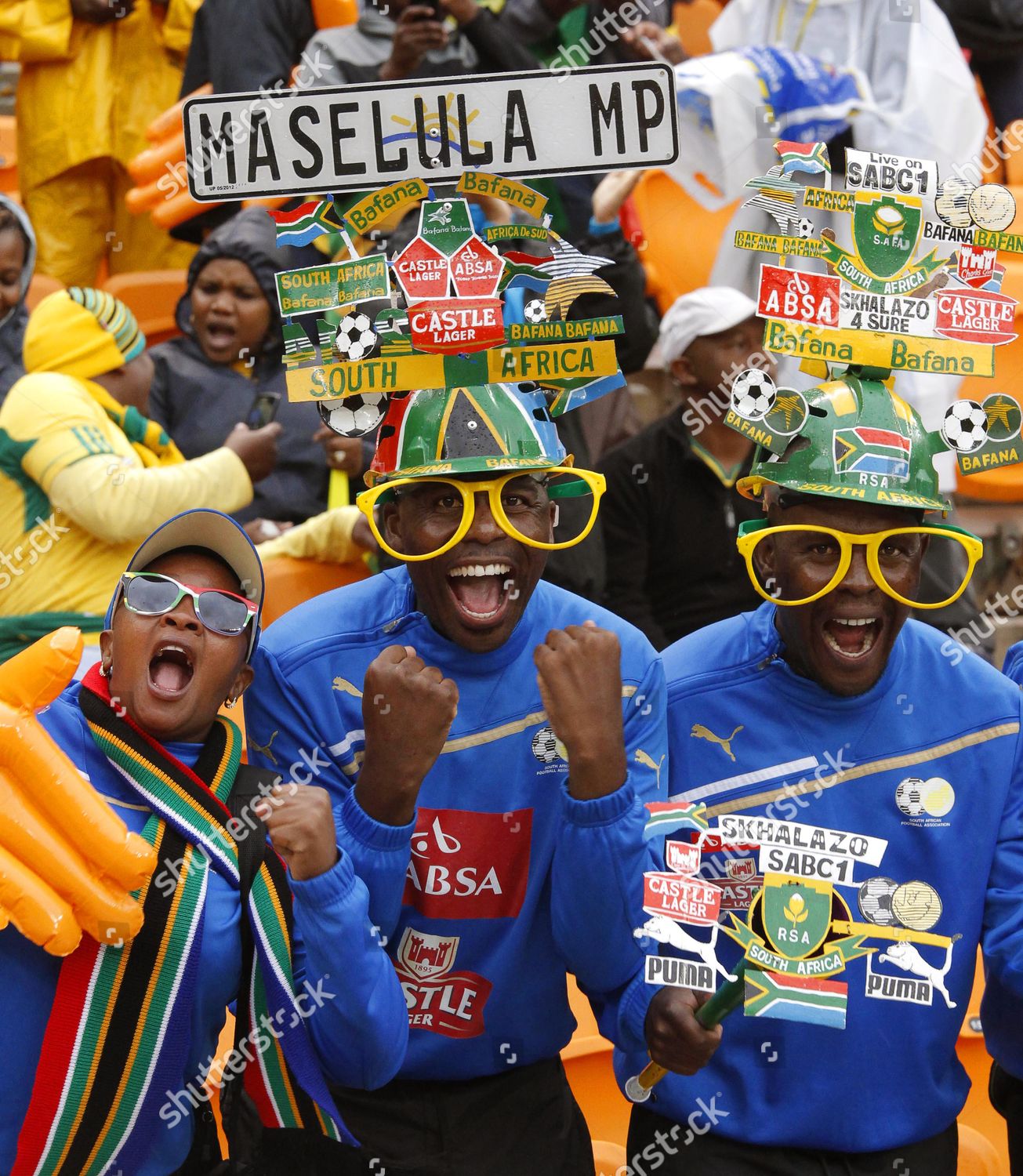 South African Soccer Fans Cheer Their Editorial Stock Photo - Stock ...