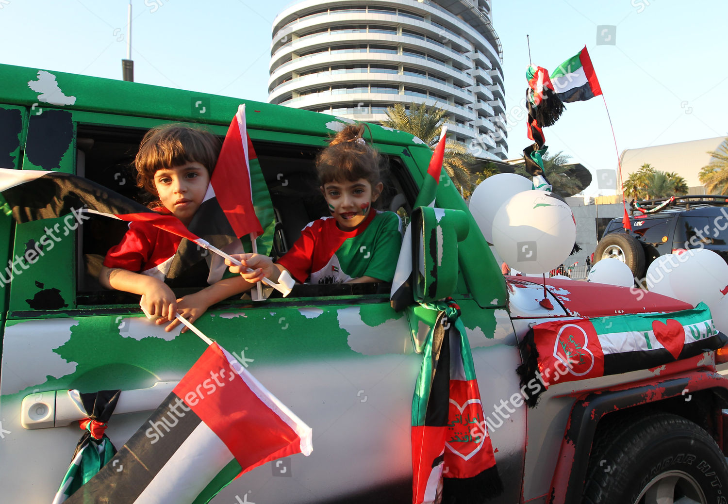 Uae Children Wave National Flags During Editorial Stock Photo - Stock ...