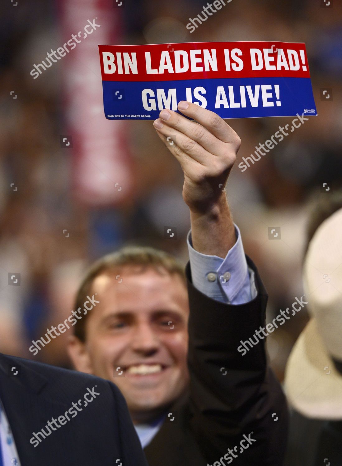 Delegate Holds Bumper Sticker Supporting Us Editorial Stock Photo ...