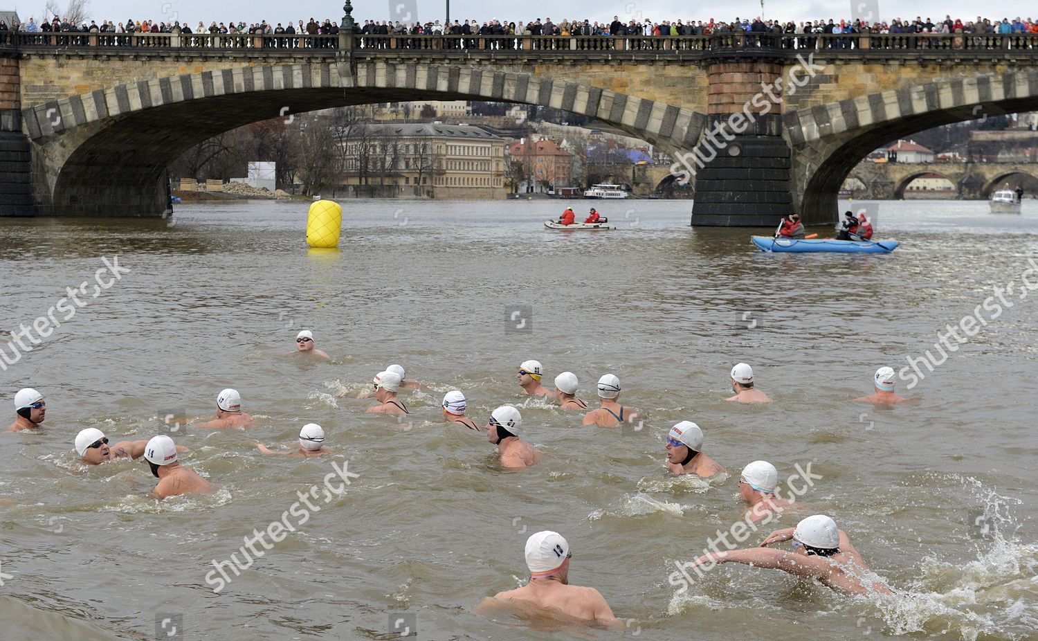 Onlookers Crowd Bridge Crossing Vltava River Editorial Stock Photo ...