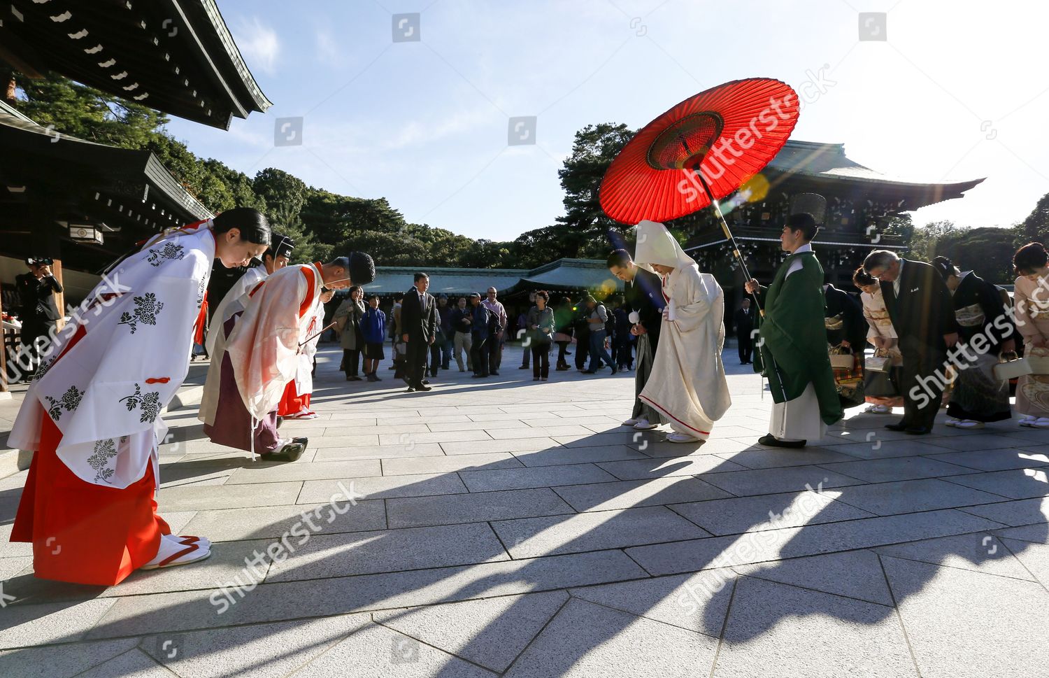 Shinto Priest Shinto Maidens Bow Justmarried Editorial Stock Photo ...