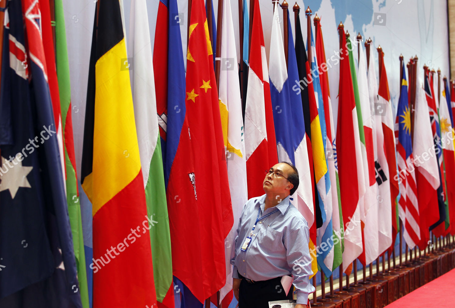 Asem Worker Prepares Member Nations Flags Editorial Stock Photo - Stock ...
