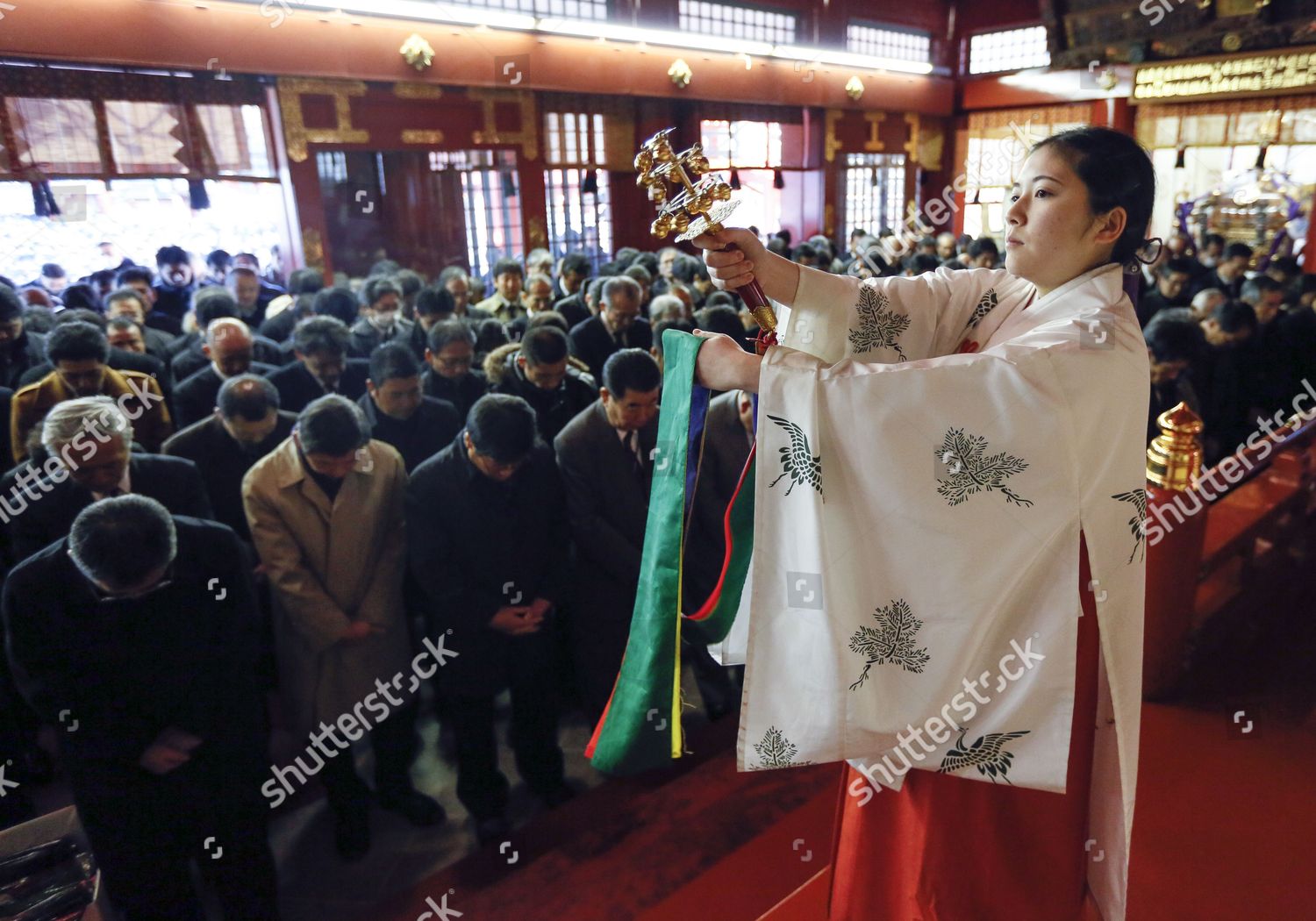 Shinto Maiden Gives Rite Business People Editorial Stock Photo - Stock ...