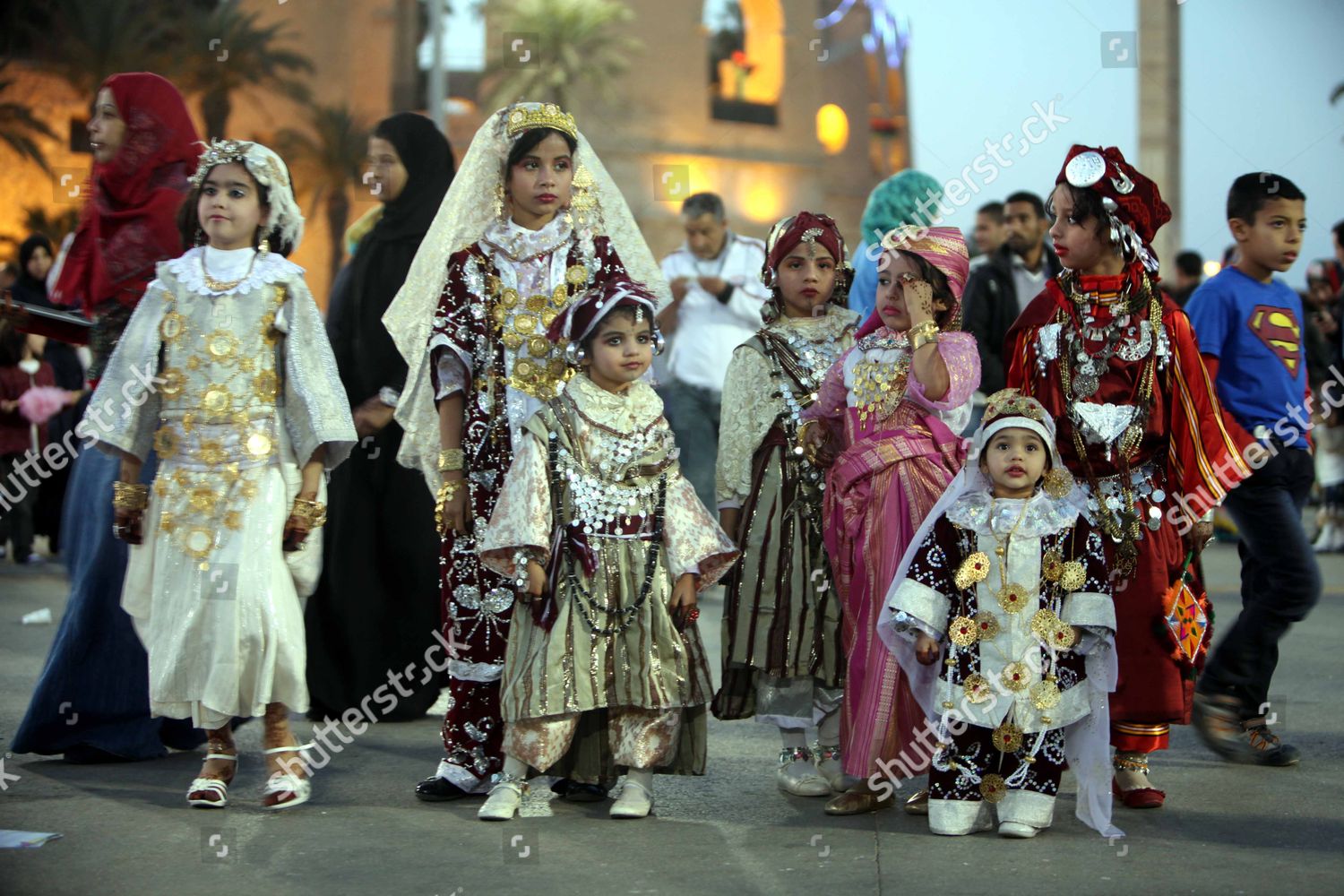 Libyans Children Wearing Traditional Costumes Participate Editorial ...