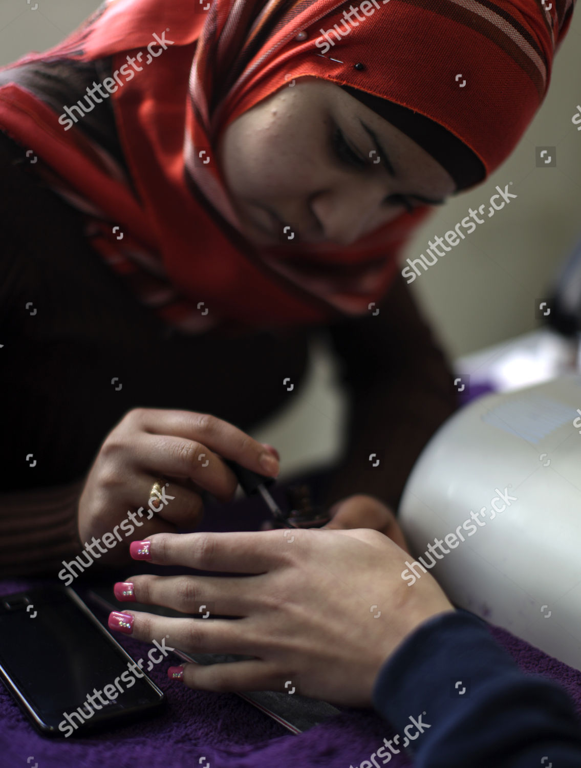 Palestinian Employee Varnishes Nails Model Photo Editorial Stock Photo ...