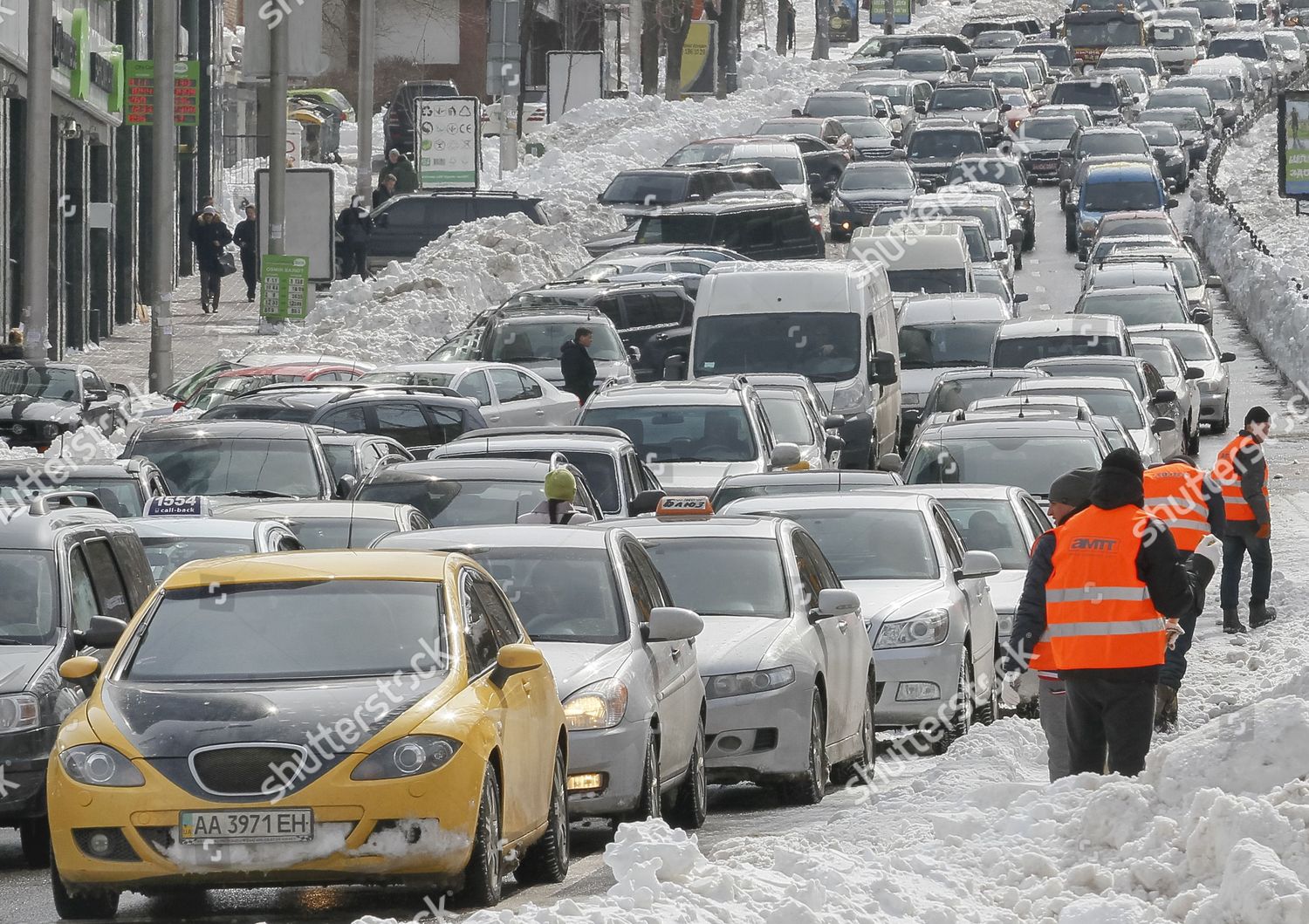 Drivers Wait Traffic Jam Downtown Kiev Editorial Stock Photo - Stock ...