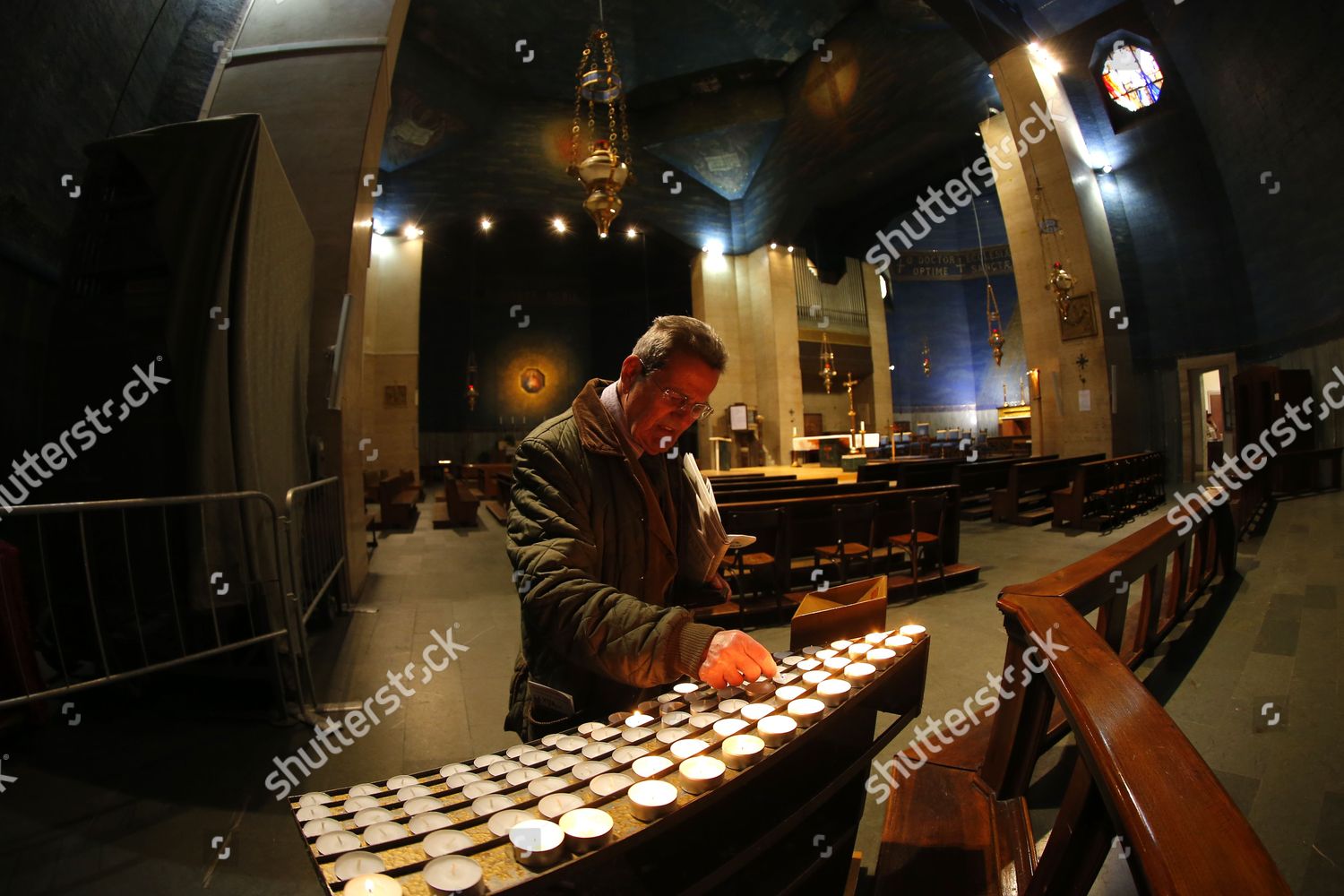 Man Light Candles On St Roberto Editorial Stock Photo - Stock Image ...