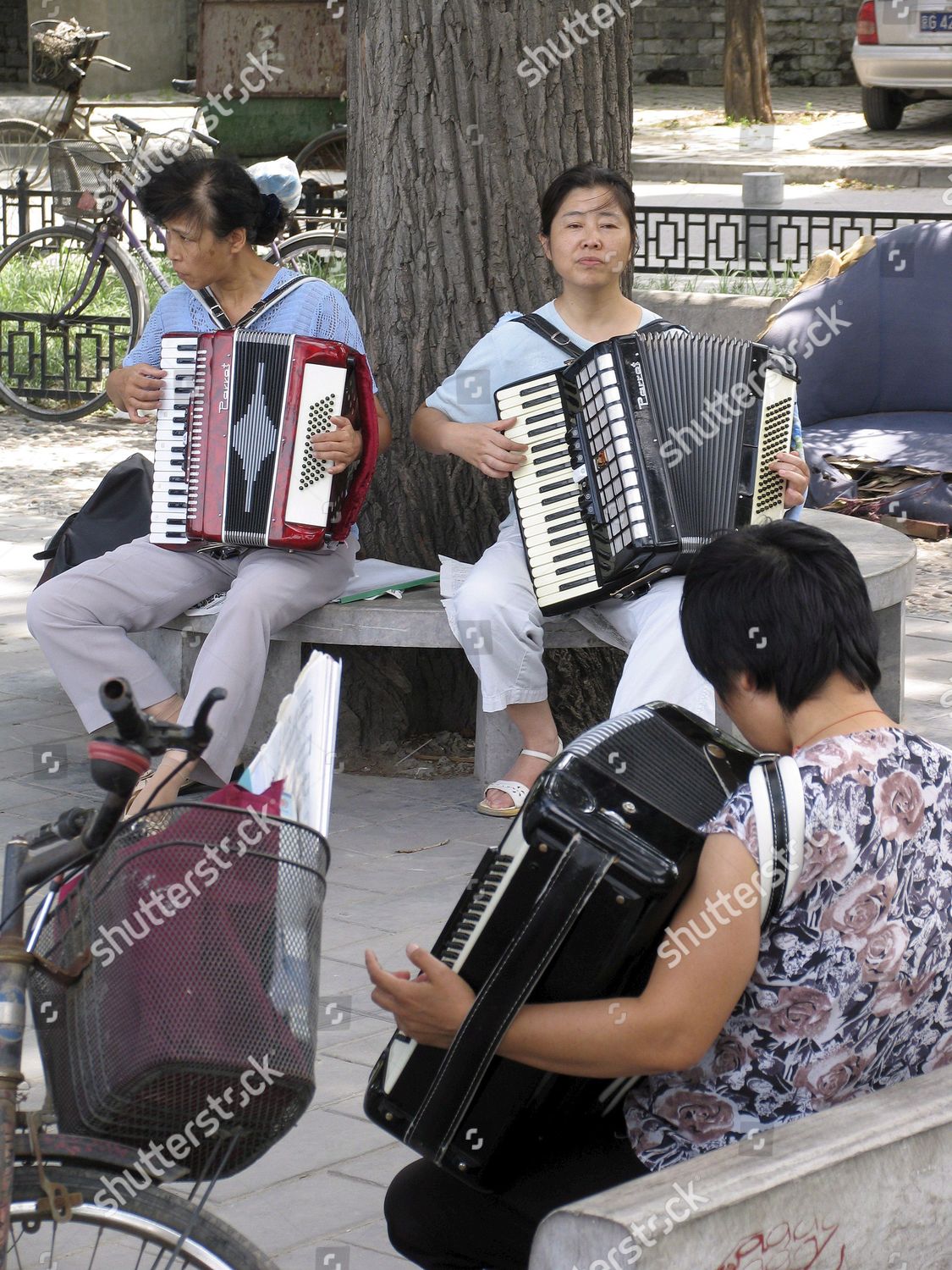 Chinese Women Practise Playing Accordions Under Editorial Stock Photo ...
