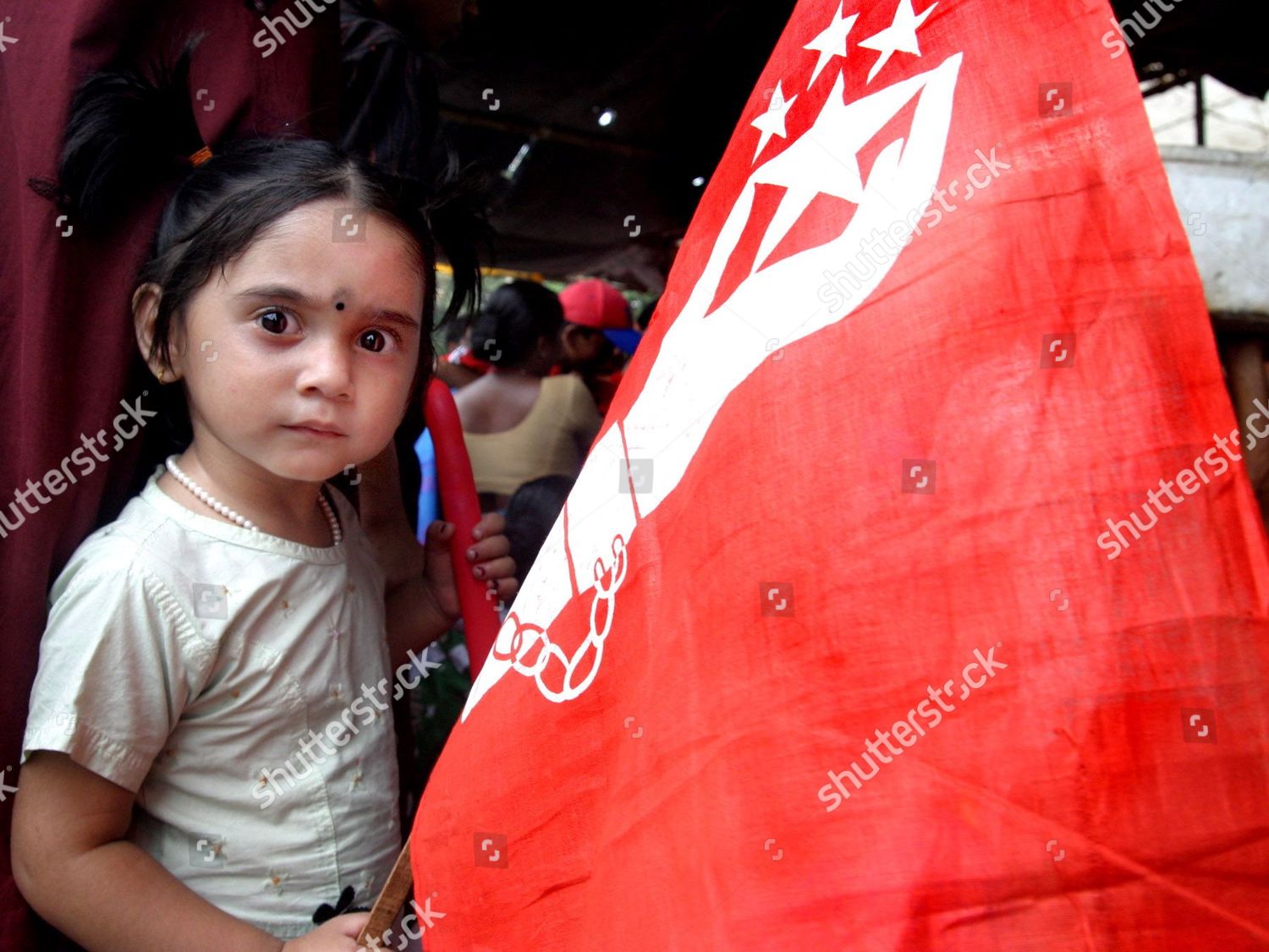 Young Girl Nimo Holds Flag Nepalese Editorial Stock Photo - Stock Image ...