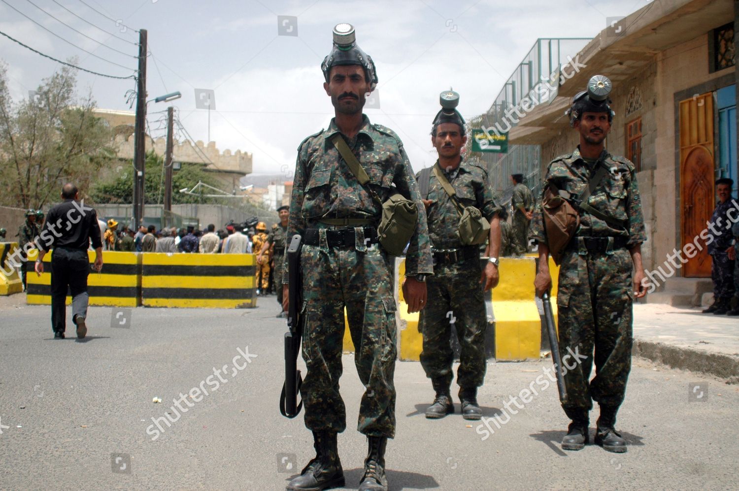 Yemeni Antiriot Police Stand Guard Outside Editorial Stock Photo ...