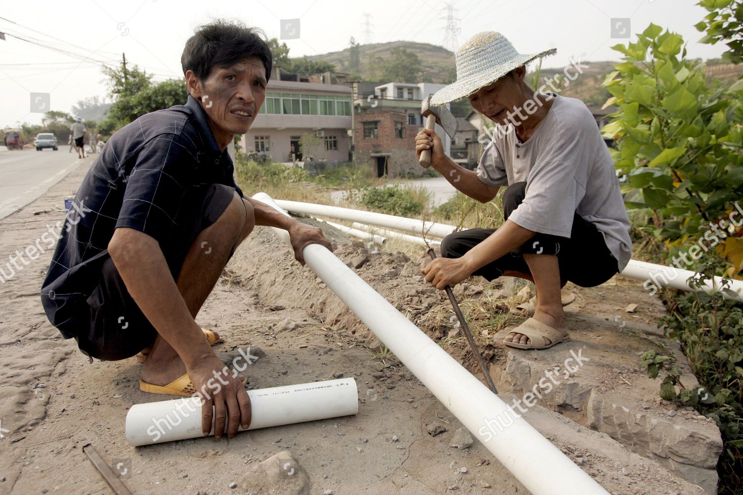 Farmers Lay Pipes Bring Drinking Water Editorial Stock Photo - Stock ...