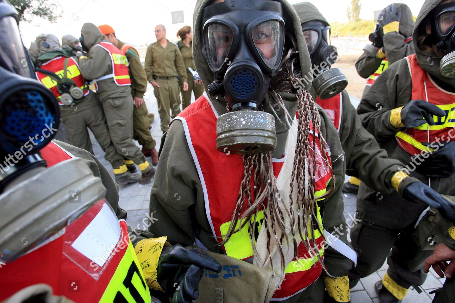 Israeli Soldiers Wear Gas Masks During Editorial Stock Photo - Stock ...