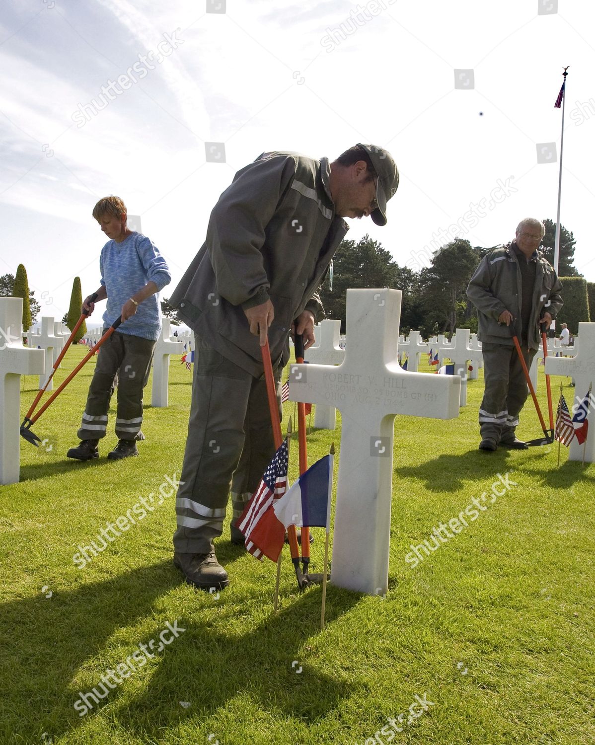 Cemetery Staff Cut Grass Around Crosses Editorial Stock Photo - Stock ...