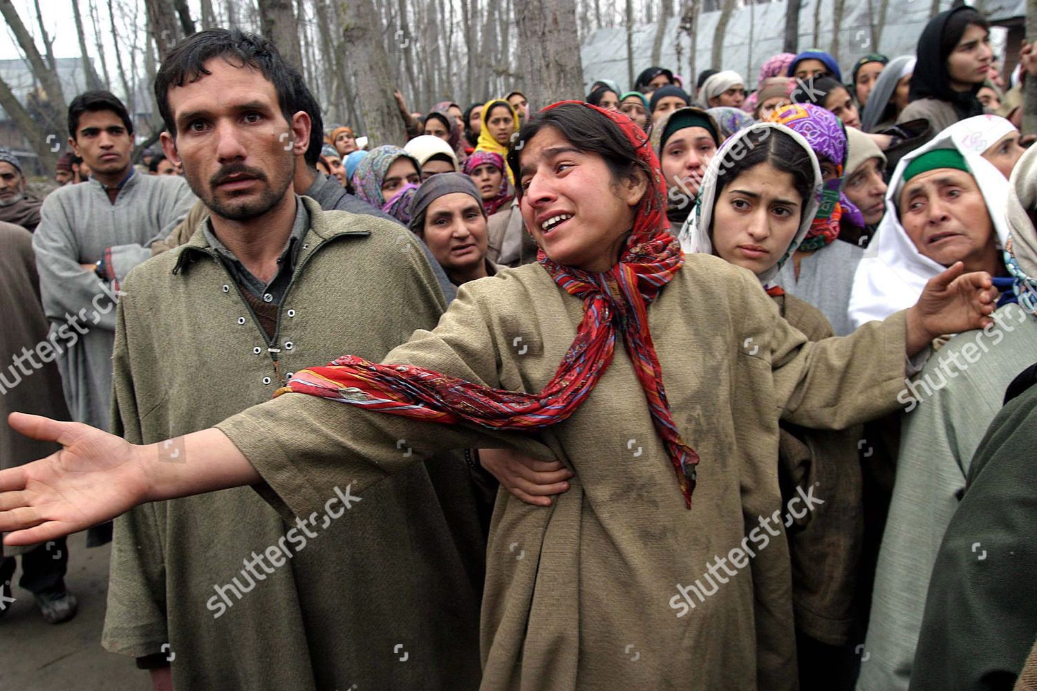 Relatives Slained Militant Commander Cry During Editorial Stock Photo ...