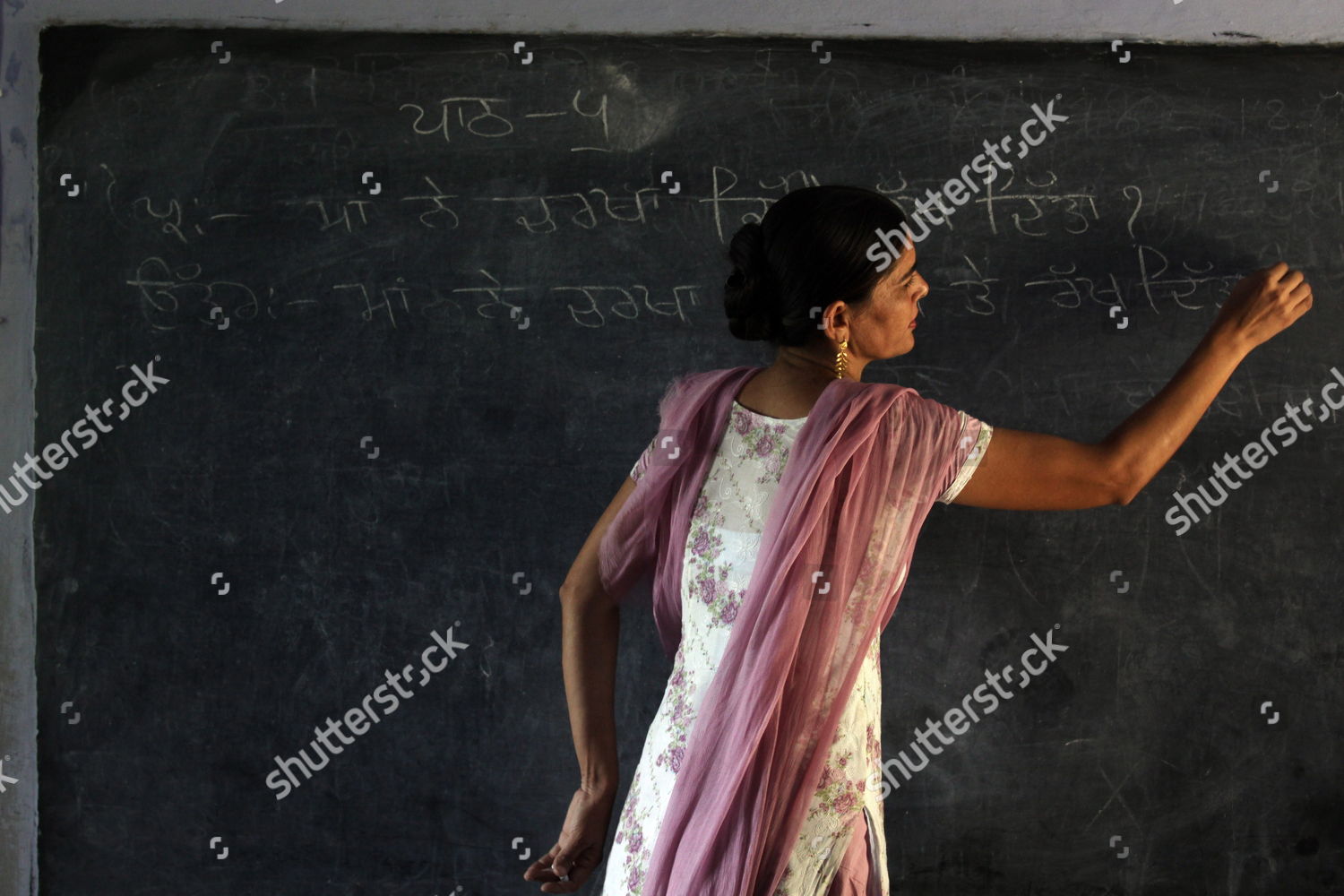 Indian Teacher Veerpal Kaur Writes On Editorial Stock Photo - Stock ...