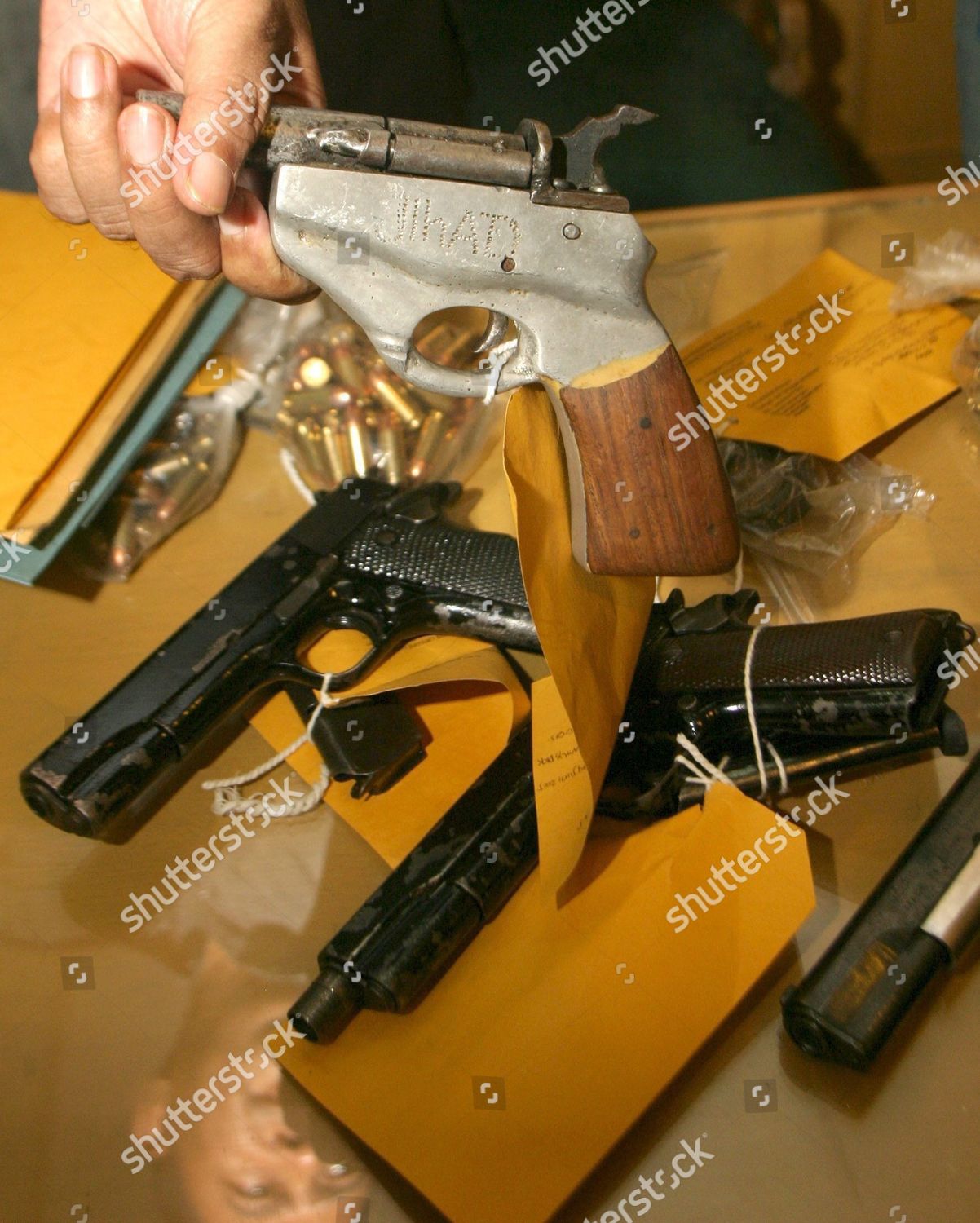 Indonesian Police Officer Shows Handmade Pistol Editorial Stock Photo ...