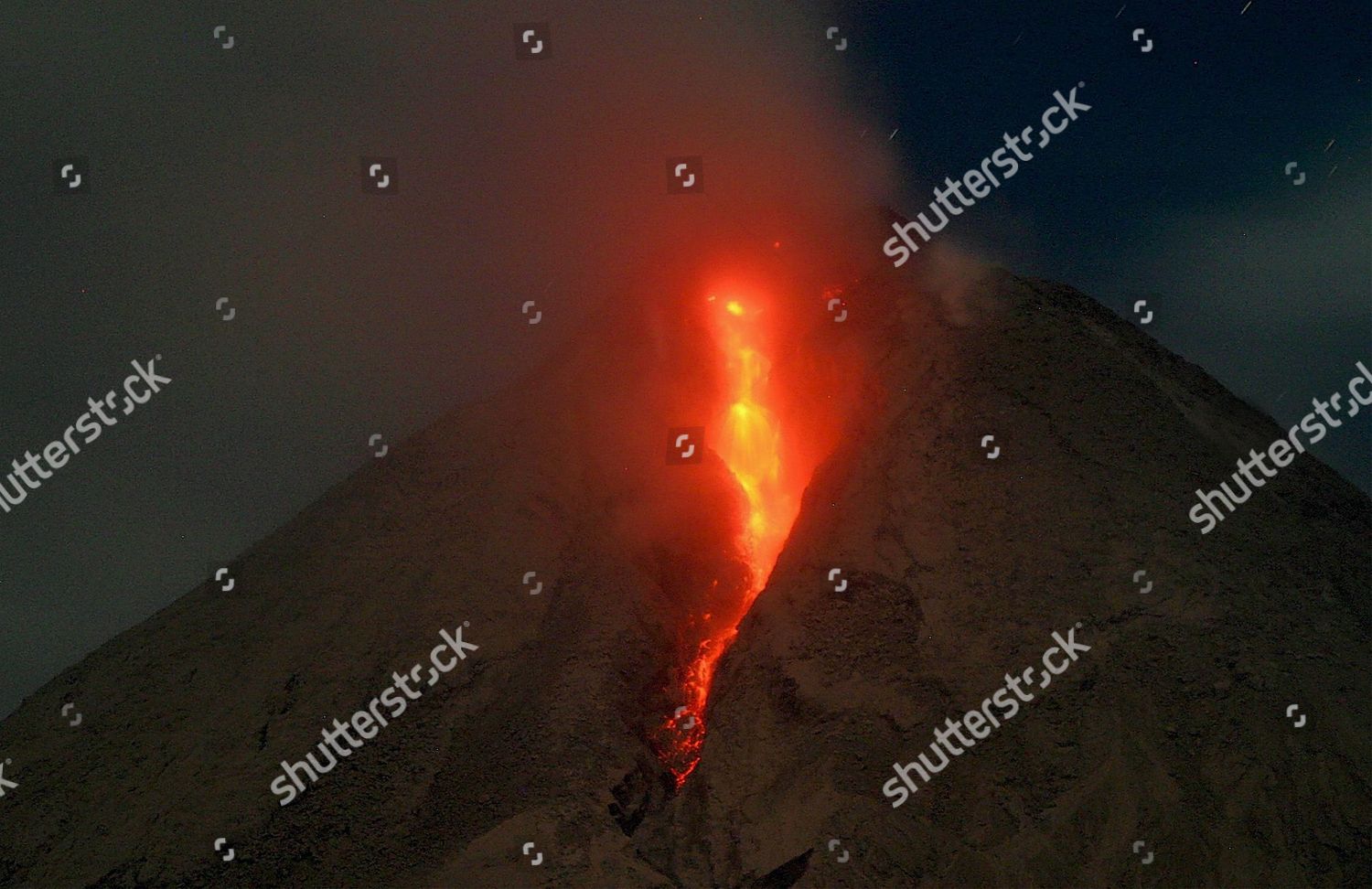 Mount Merapi Spews Lava Seen Deles Editorial Stock Photo - Stock Image ...