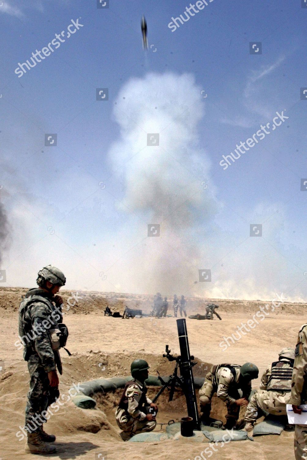 Iraqi Soldiers Fire 60mm Mortar During Editorial Stock Photo - Stock ...
