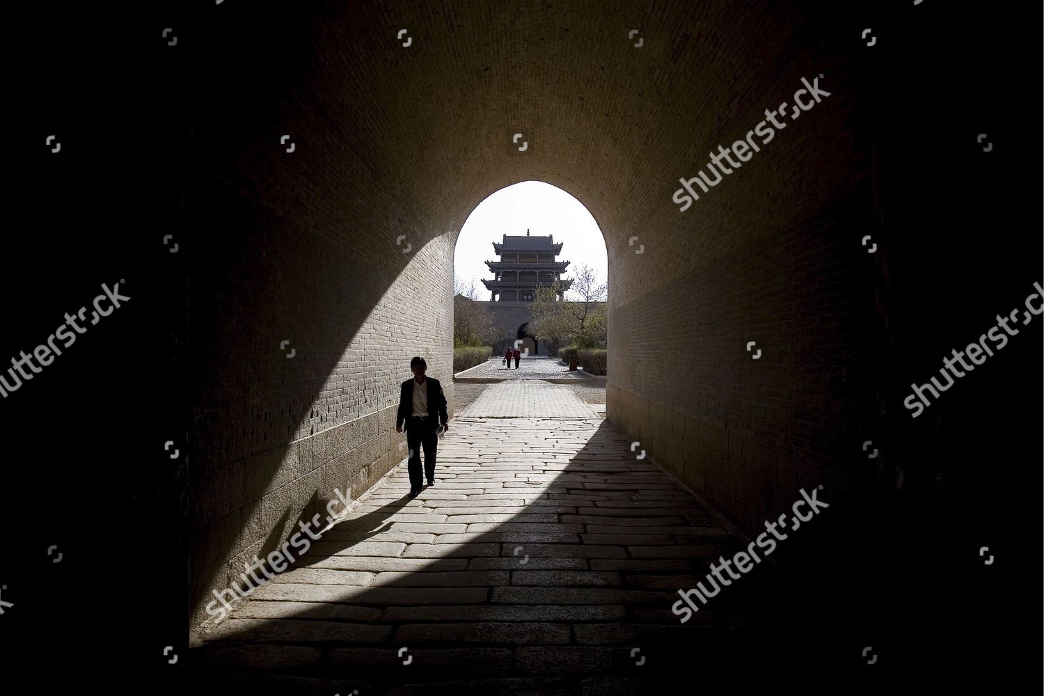 Visitor Walks Inside Corridor Jiayuguan Fortress Editorial Stock Photo ...