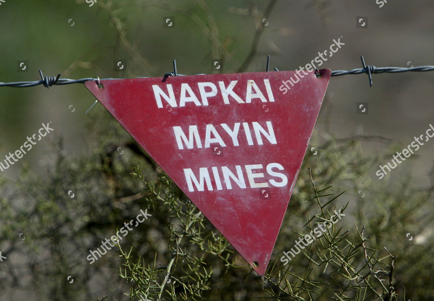 Mine Field Warning Sign On Barbed Editorial Stock Photo - Stock Image ...