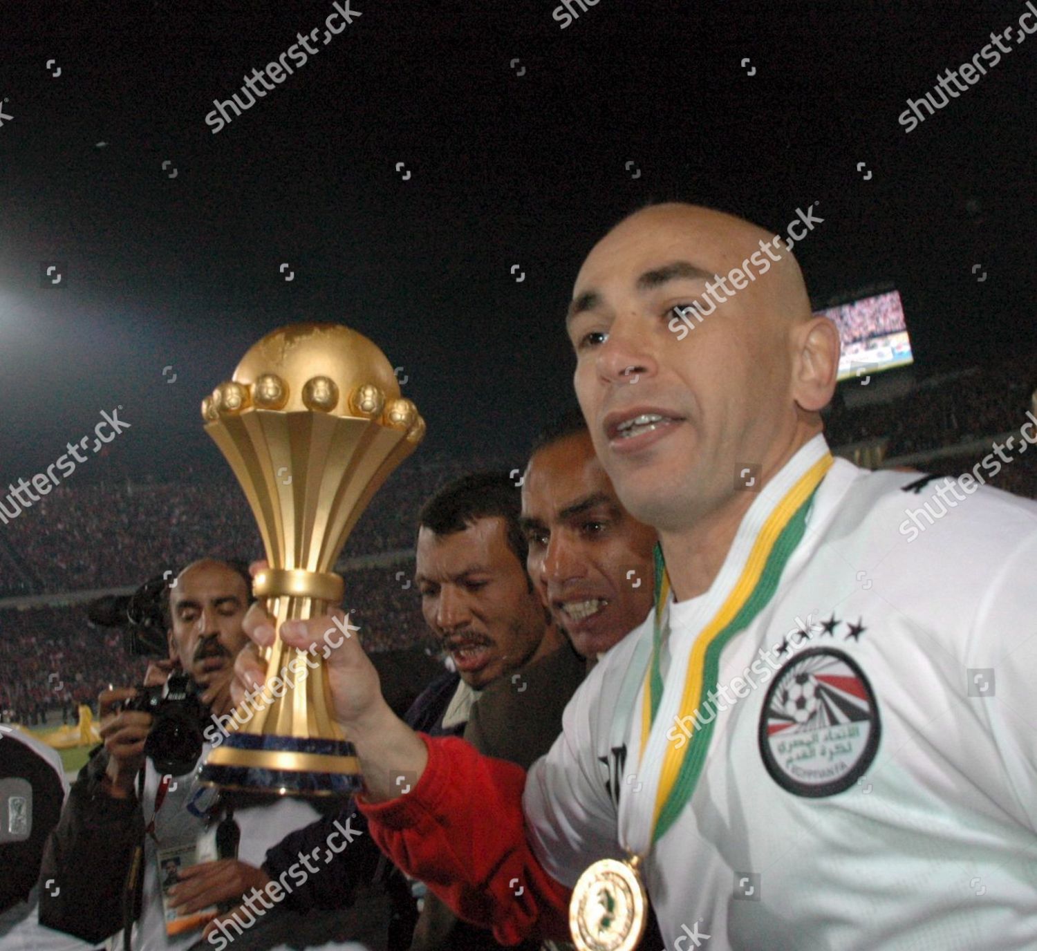 Egyptian Player Hosam Hassan Celebrates After Editorial Stock Photo ...
