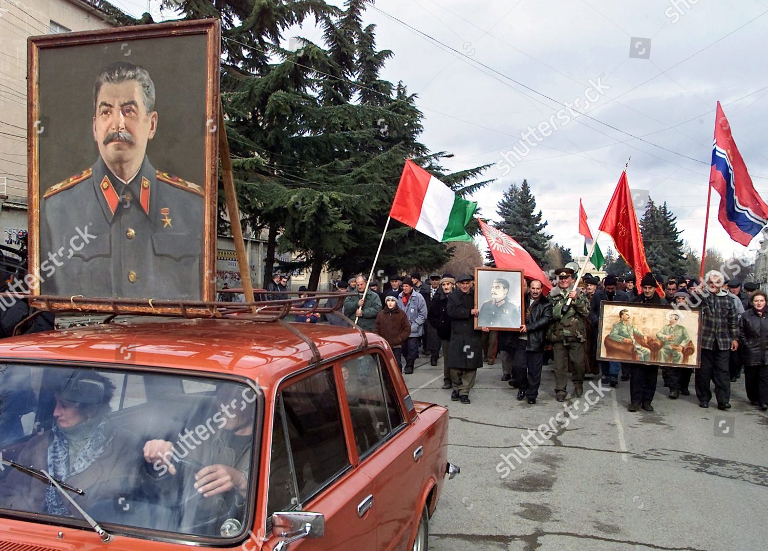 Georgian People Carry National Flags Stalin Editorial Stock Photo ...