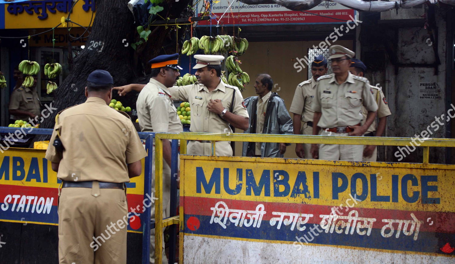 Indian Police Men Stand Alert Before Editorial Stock Photo - Stock ...