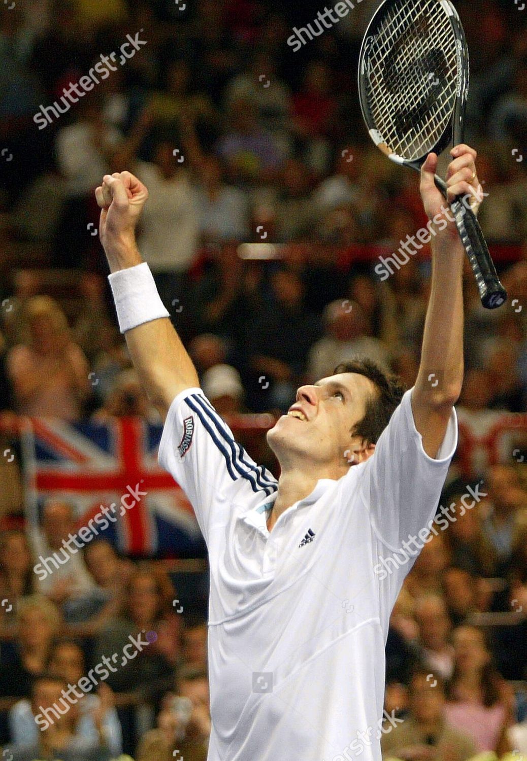 Britains Tim Henman Celebrates After Winning Editorial Stock Photo ...