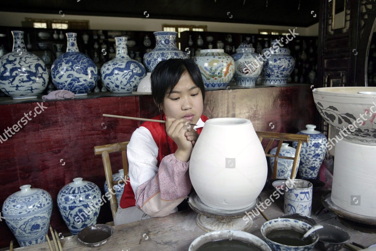 Chinese Artist Paints Design Onto Clay Editorial Stock Photo - Stock ...