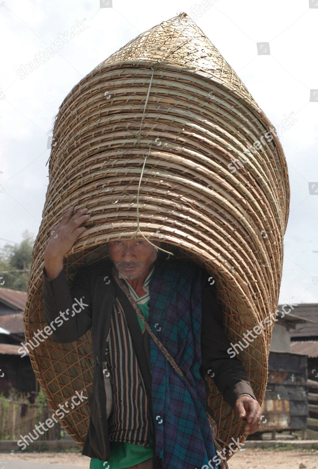 Khasi Man Carries Bamboo Made Umbrella Editorial Stock Photo - Stock ...
