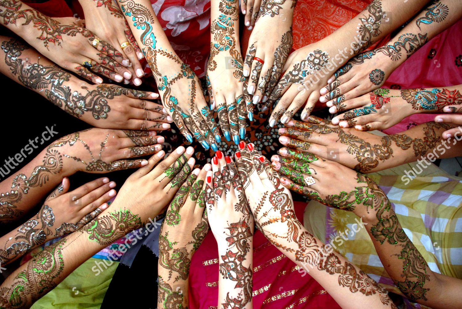 Pakistani Girls Show Their Hands Decorated Editorial Stock Photo ...