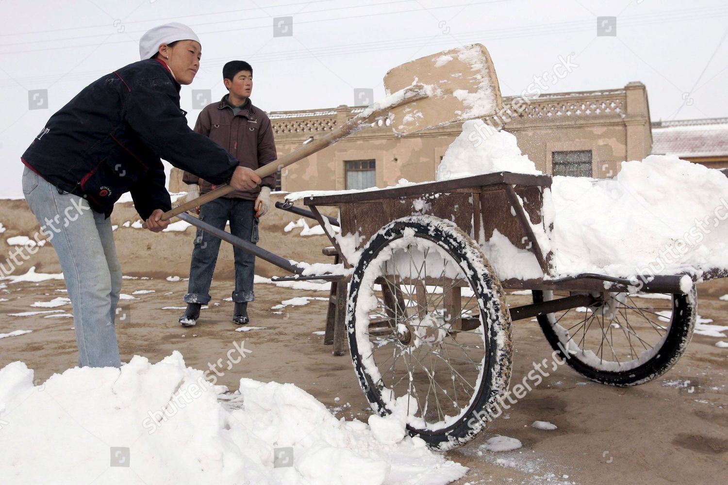 Villager Shovels Snow Be Placed Well Editorial Stock Photo - Stock ...