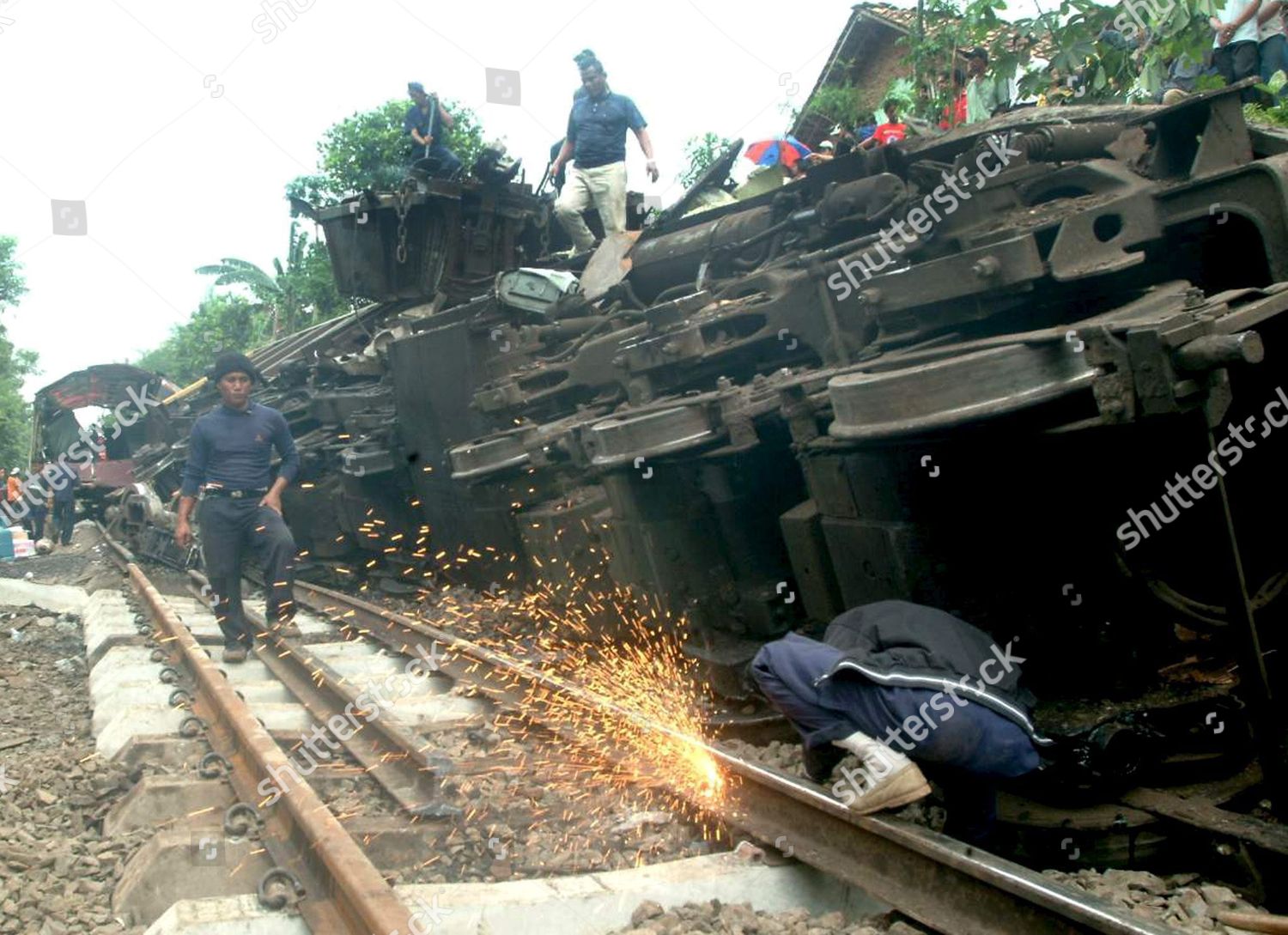 Rescuers Gather Around Wreckage Two Collided Editorial Stock Photo - Stock Image | Shutterstock