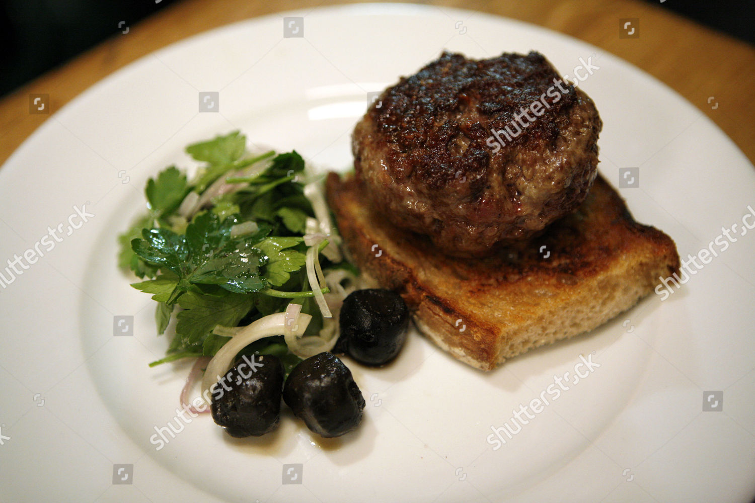 Hereford Beefburger Dripping Toast Parsley Salad Editorial Stock Photo ...