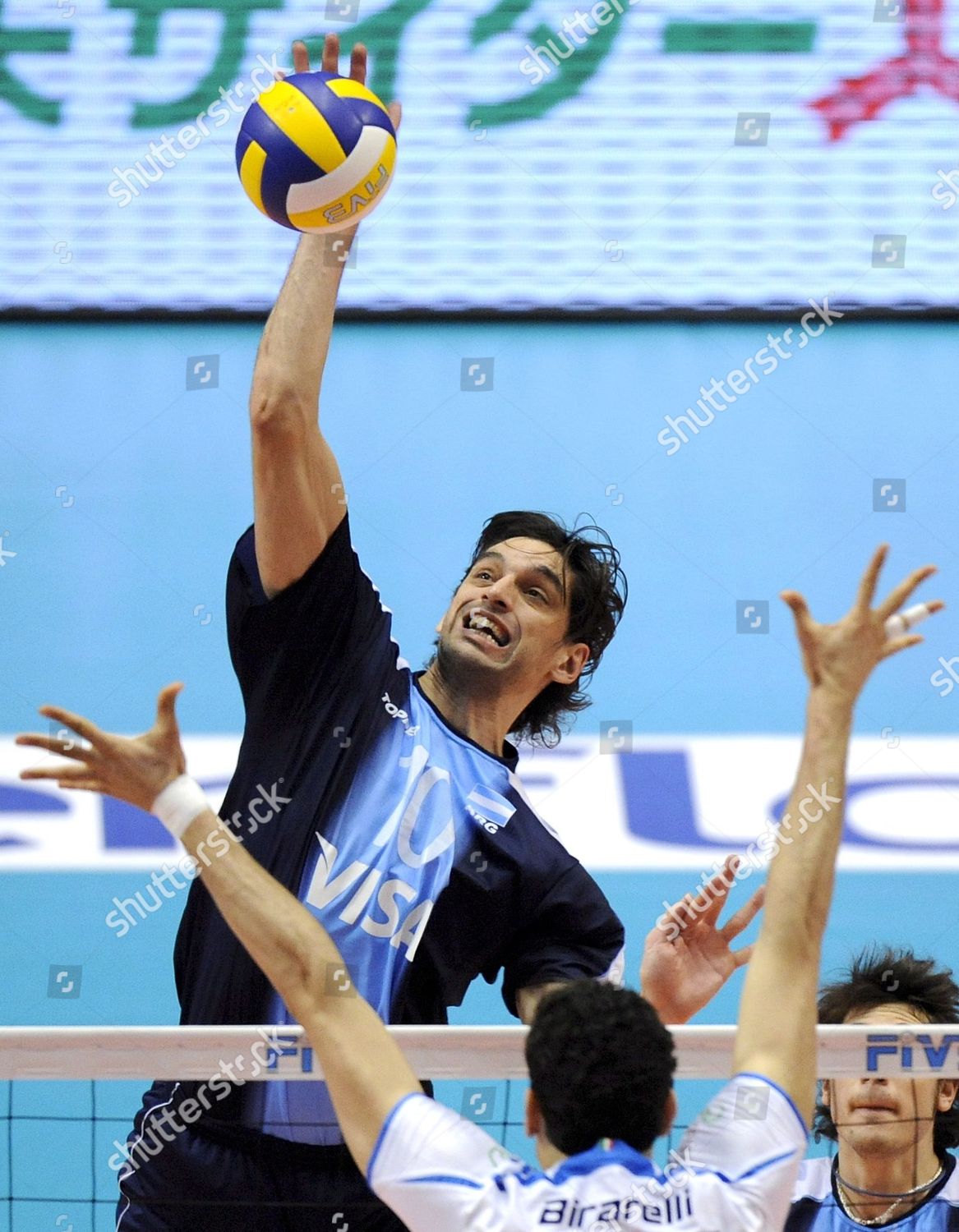 Pablo Peralta Argentina Spikes Ball Against Editorial Stock Photo ...
