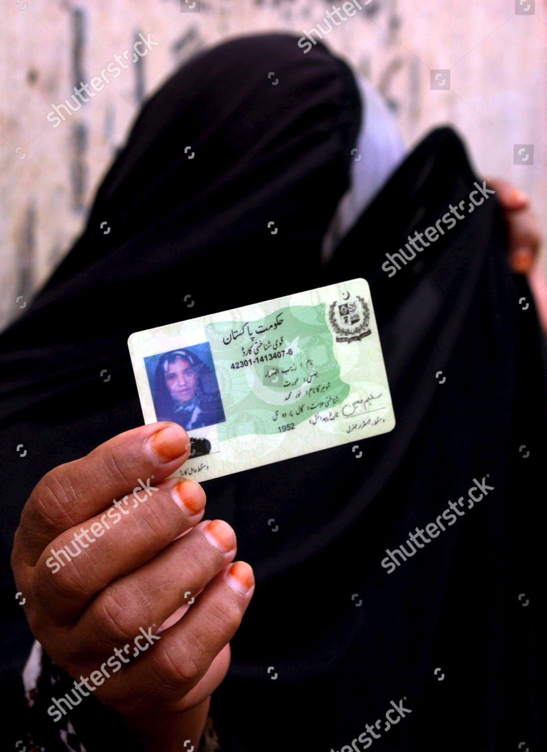 Veiled Pakistani Woman Displays Her Id Editorial Stock Photo - Stock ...