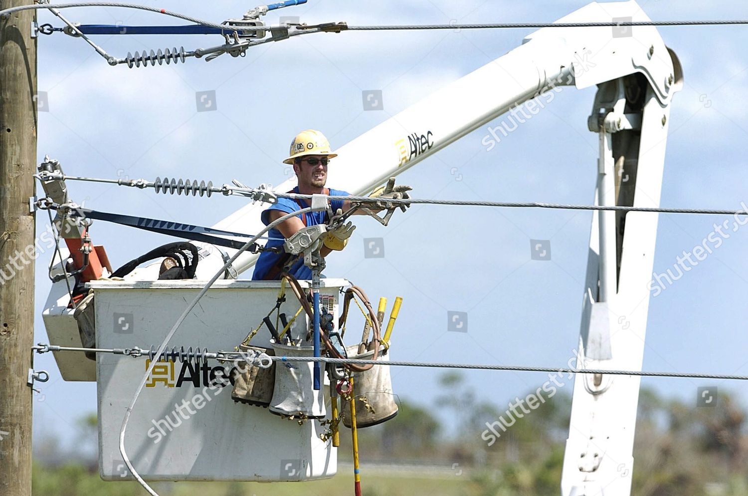 Maintenance Worker Works On Powerlines After Editorial Stock Photo ...