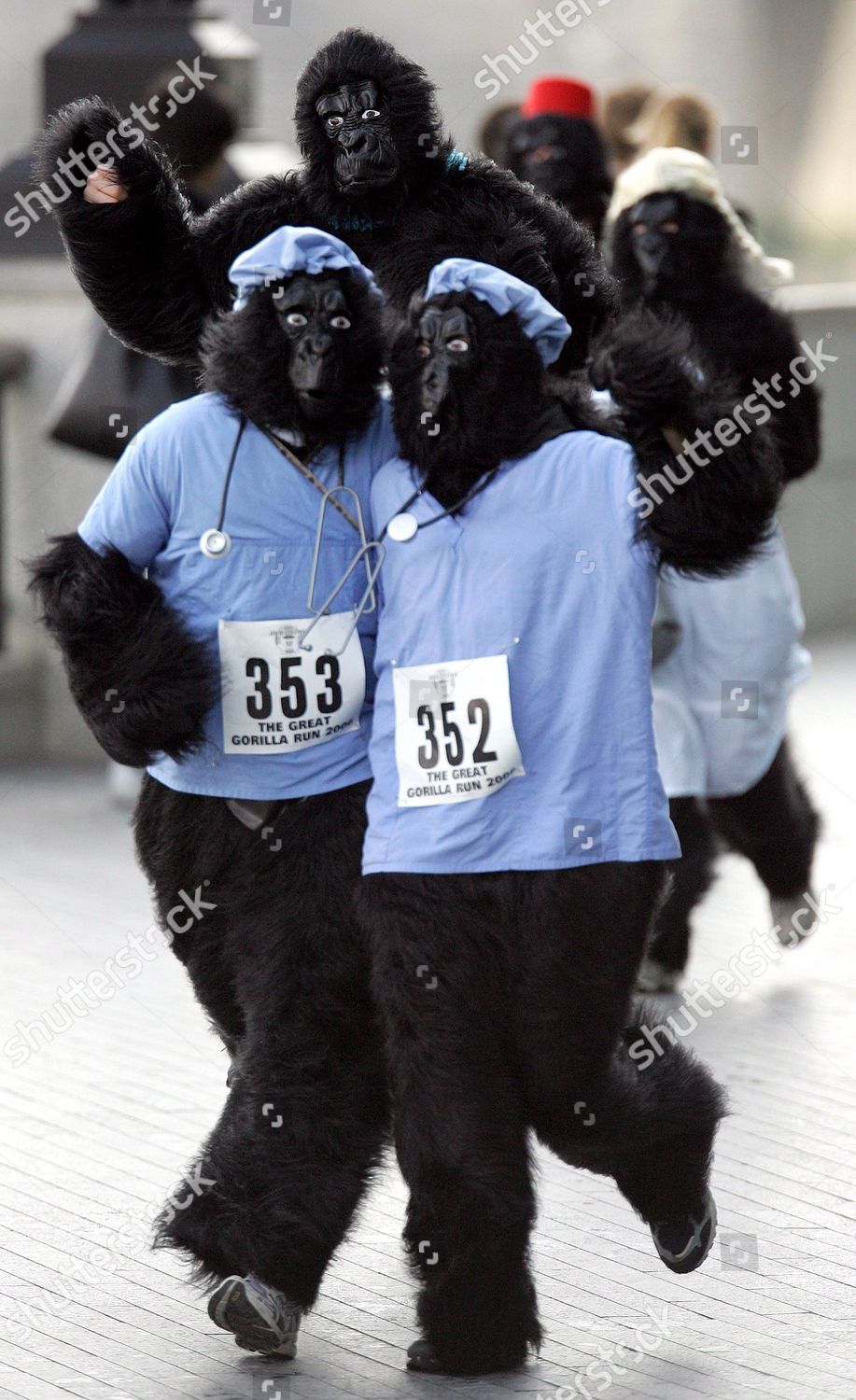 Runners Fullbody Gorilla Suits Wave They Editorial Stock Photo - Stock ...