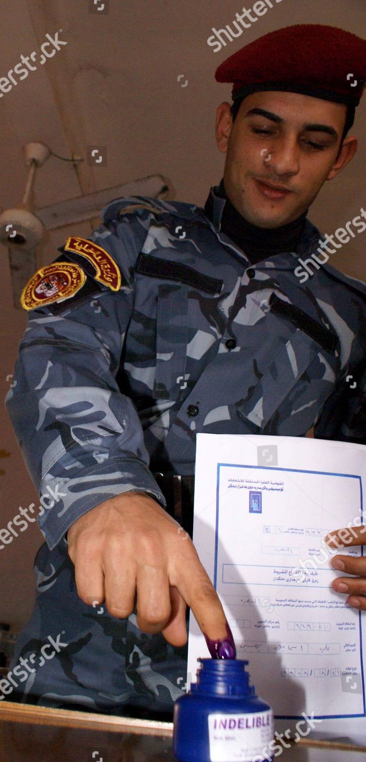 Iraqi Policeman Dipping His Finger Purple Editorial Stock Photo - Stock ...