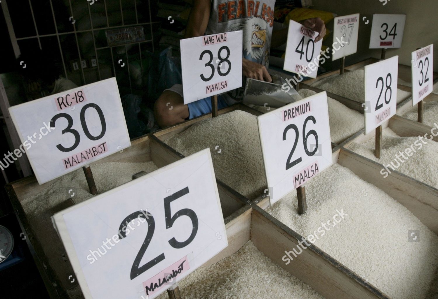Filipino Rice Vendor Arranges Price Signages Editorial Stock Photo ...