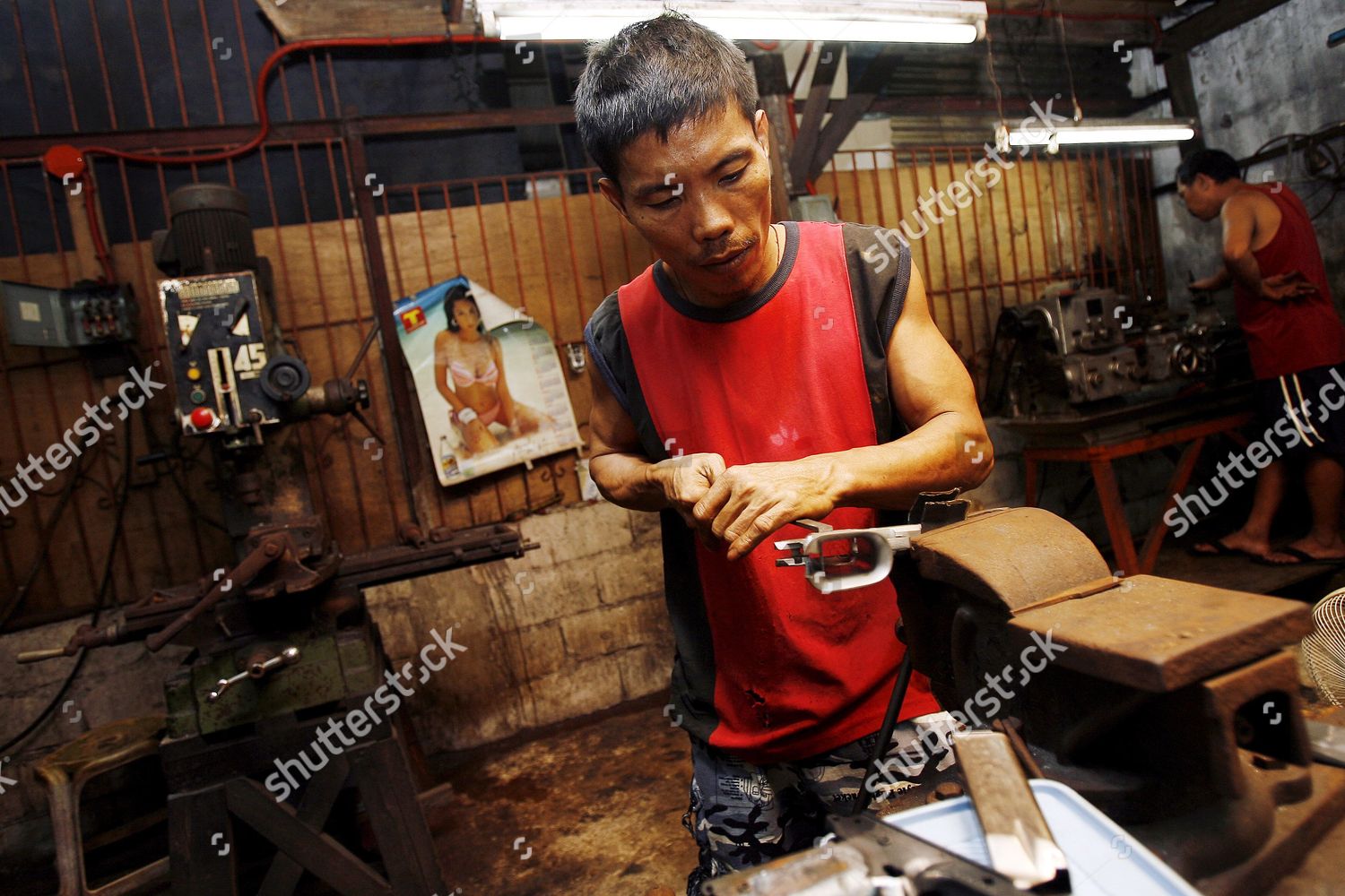 Filipino Worker Sands 1911 Pistol Inside Editorial Stock Photo - Stock ...