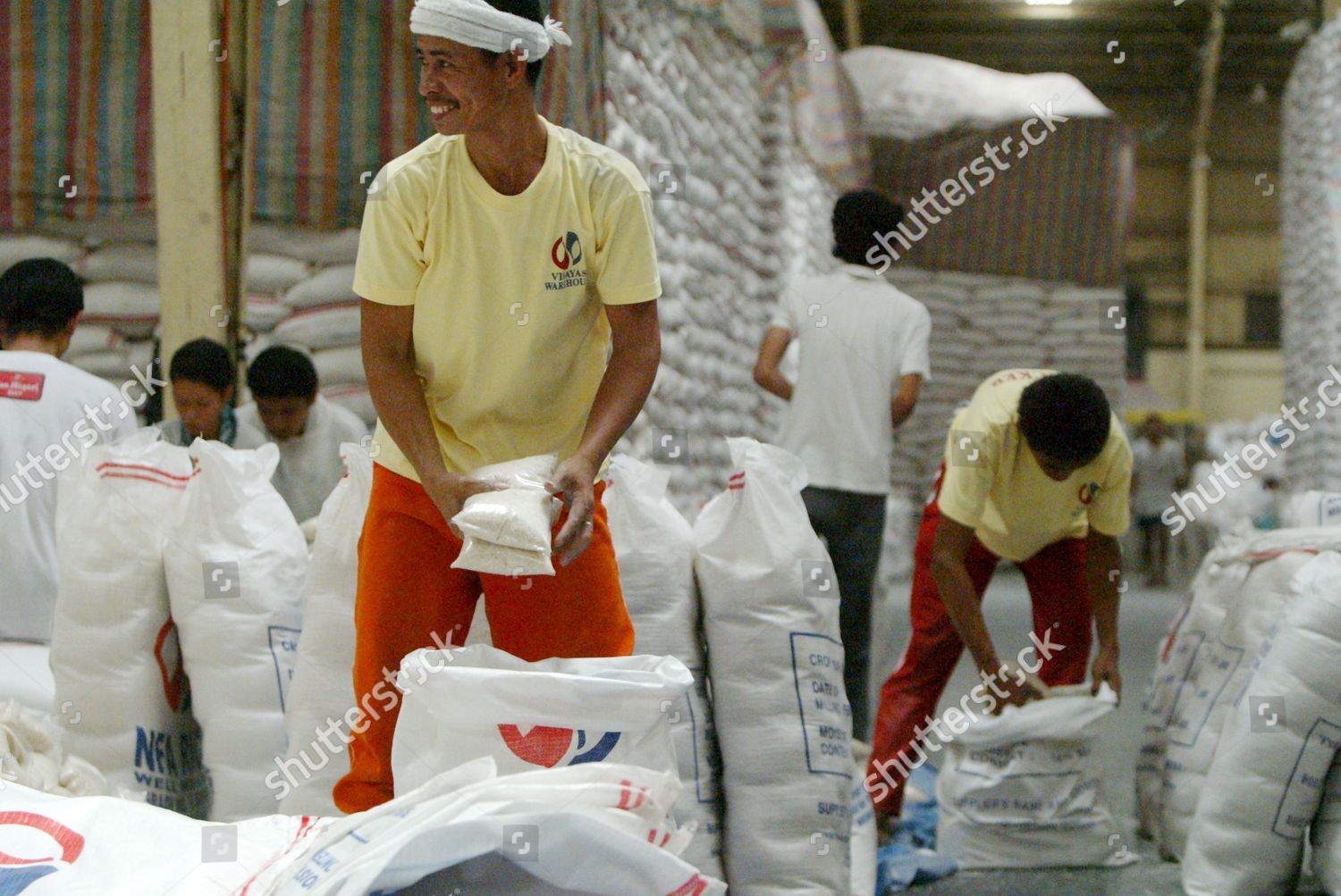 Filipino Workers Repack Rice Inside Warehouse Editorial Stock Photo ...