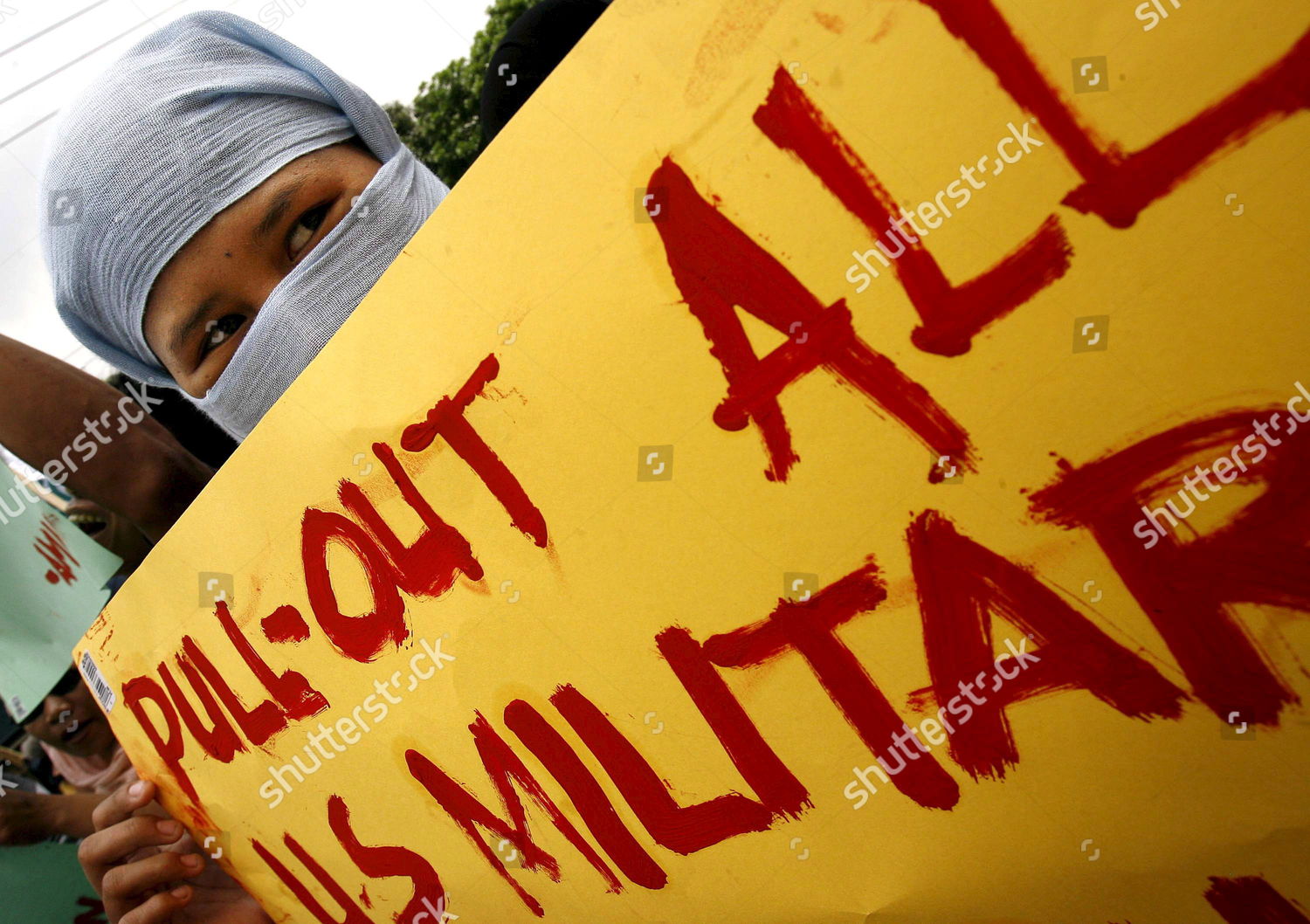Filipino Muslim Woman Displays Placard Rally Editorial Stock Photo ...