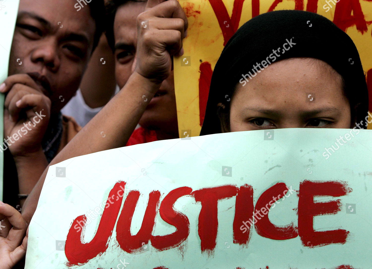 Filipino Muslim Woman Displays Placard Rally Editorial Stock Photo ...