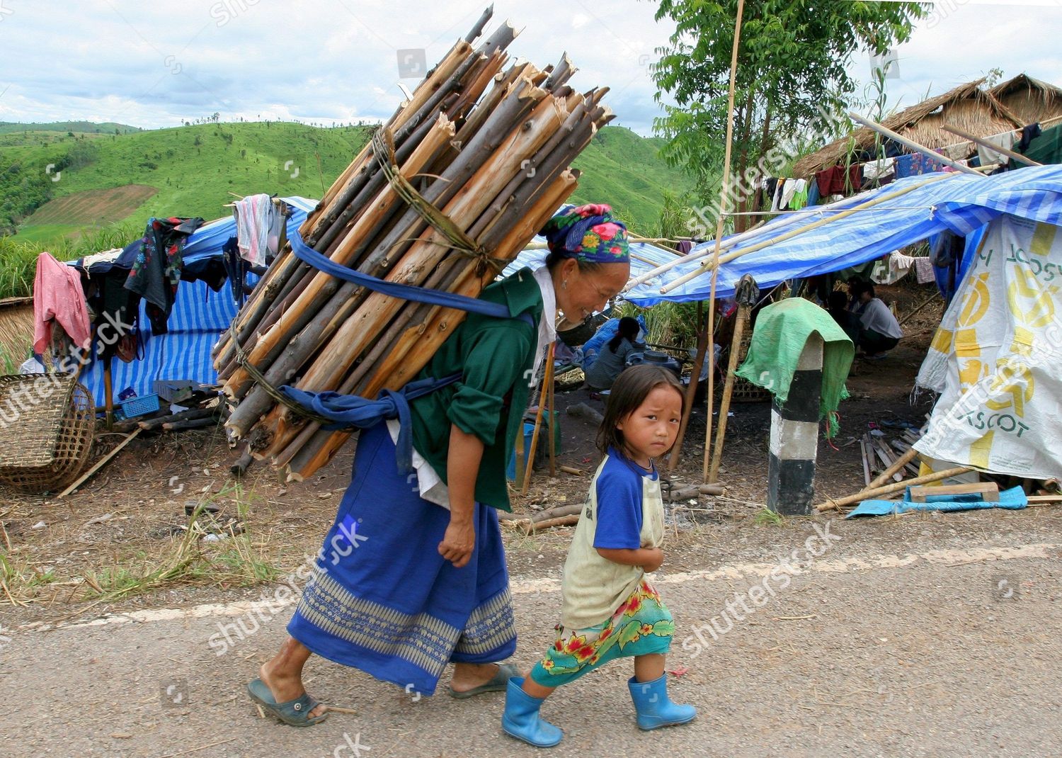 Hmong Refugee Woman Carries Wood Along Editorial Stock Photo - Stock ...