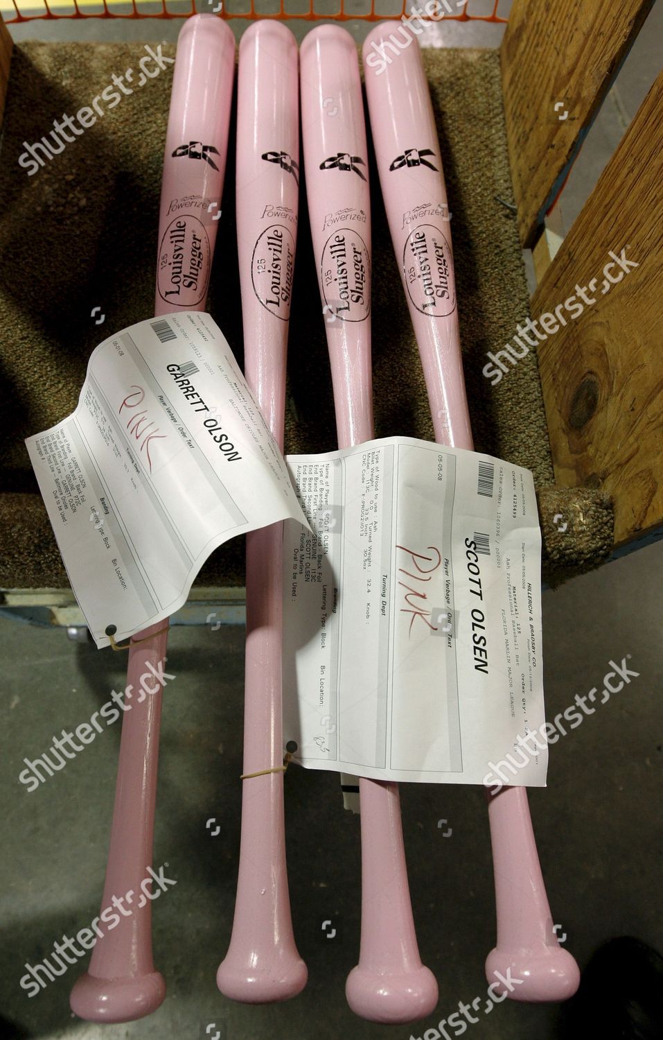 Pink Baseball Bats Ready Have Names Editorial Stock Photo - Stock Image ...