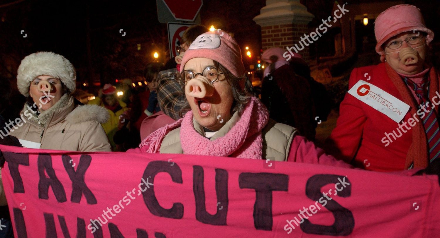 Protestors Pig Noses Heckle Guests Arriving Editorial Stock Photo ...