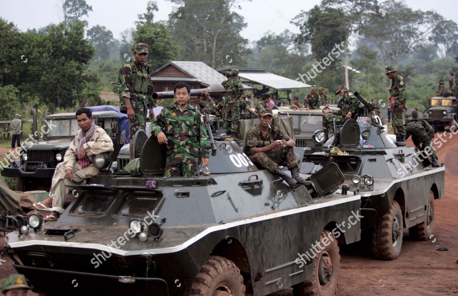 Cambodian Soldiers Pictured On Their Tanks Editorial Stock Photo ...