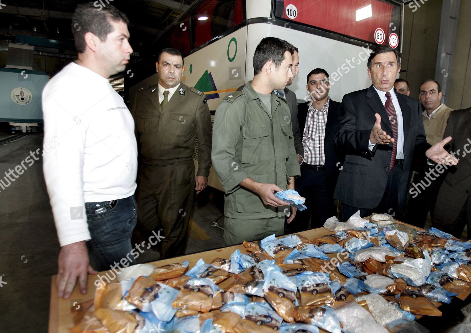 Lebanese Customs Officials Display Bags Containing Editorial Stock ...